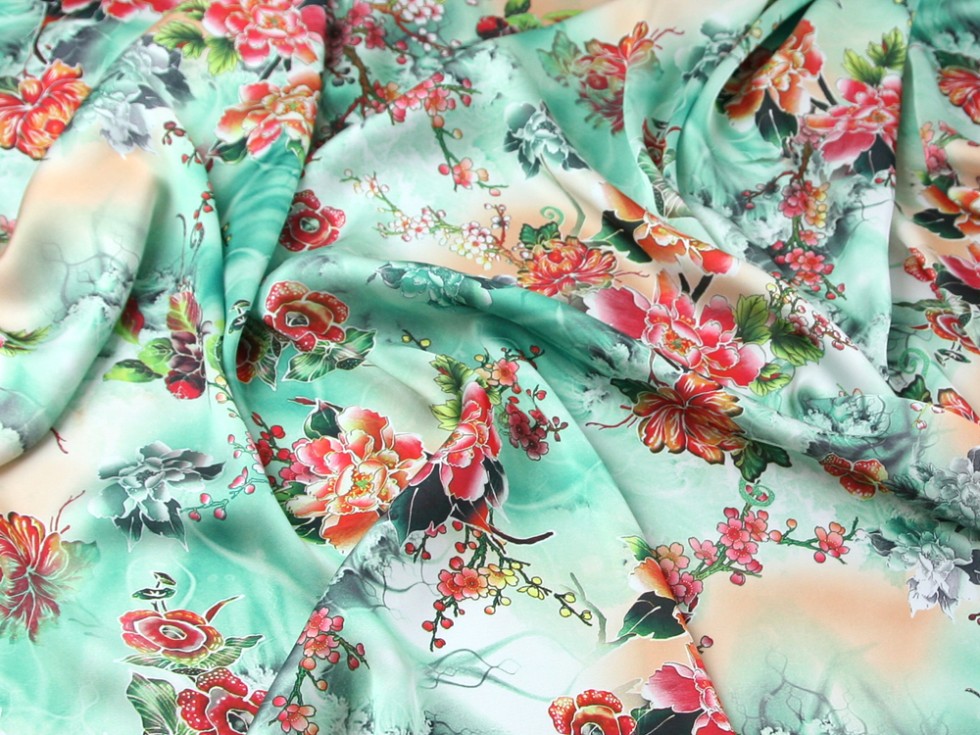 Floral Print Silky Satin Dress Fabric C6881 M Ebay