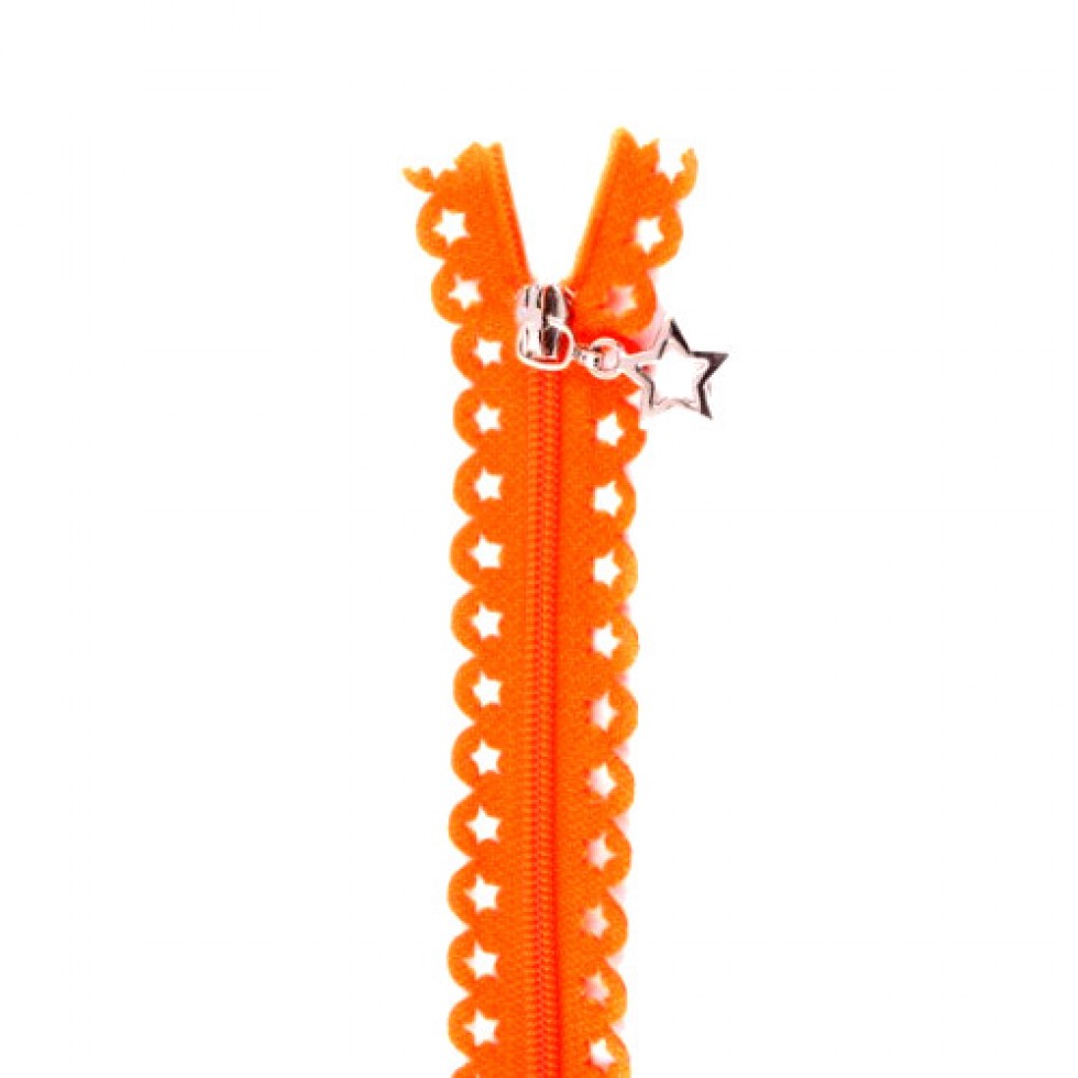 Fancy Star Lace Zip With Star Puller - per Zip (zips2542431-m) Orange ...