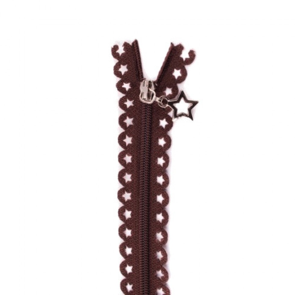 Fancy Star Lace Zip With Star Puller - per Zip (zips2542431-m) Brown ...